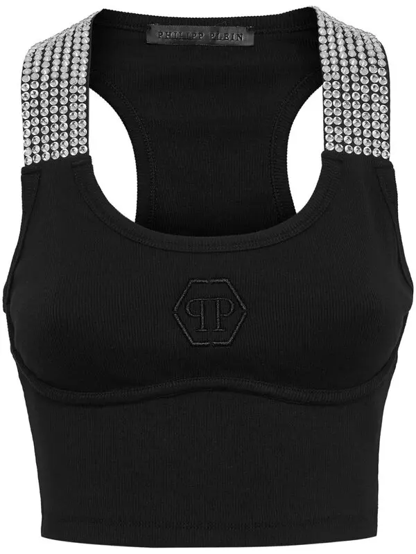Philipp Plein Crystal-embellished Cropped Top