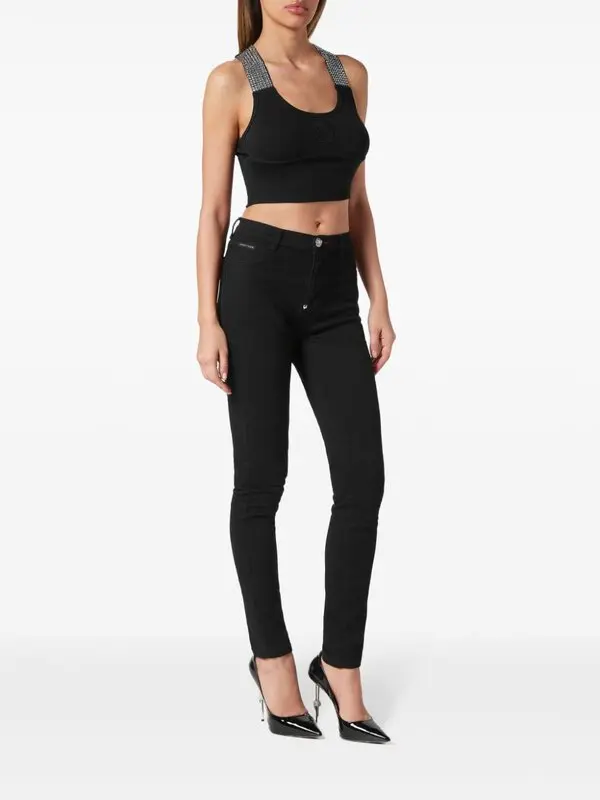 Philipp Plein Crystal-embellished Cropped Top