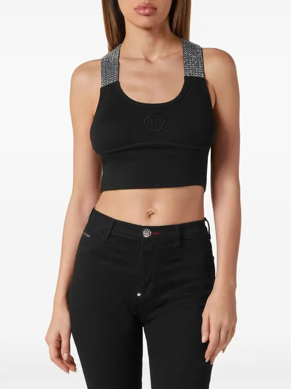 Philipp Plein Crystal-embellished Cropped Top