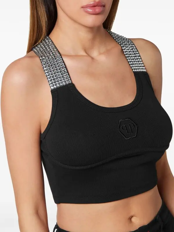 Philipp Plein Crystal-embellished Cropped Top