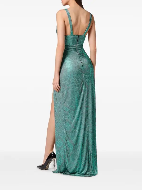 Philipp Plein Snake-print Rhinestone-embellished Maxi Dress
