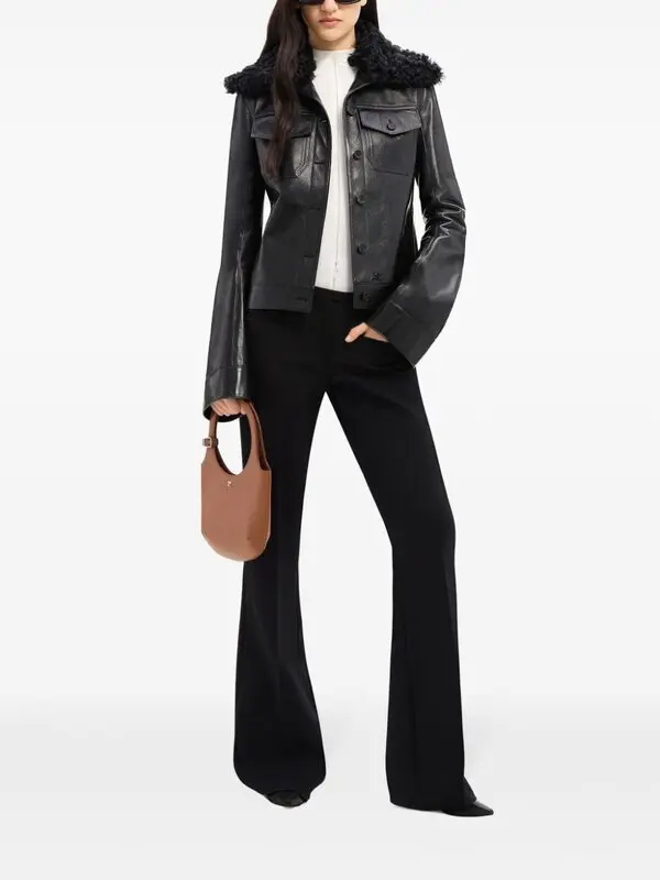 COURREGES Shearling-collar Leather Jacket