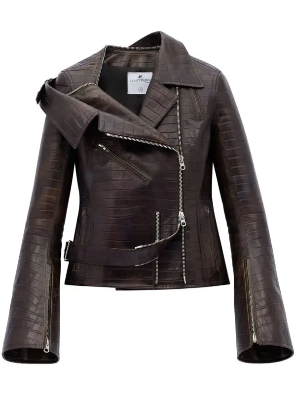 COURREGES Crocodile-effect Biker Jacket