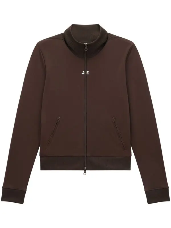 COURREGES Embroidered-logo Tracksuit Jacket - Brown