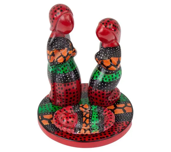 GLOBAL CRAFTS Global Crafted Soapstone Painted Creche Kenya N Tivity Set