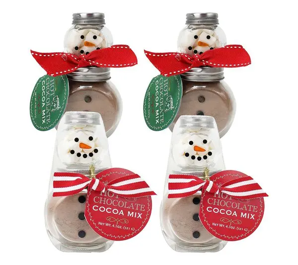 TOO GOOD GOURMET Sh 12/9 4pc Mini Snowman Hotcocoa Jars - One-color