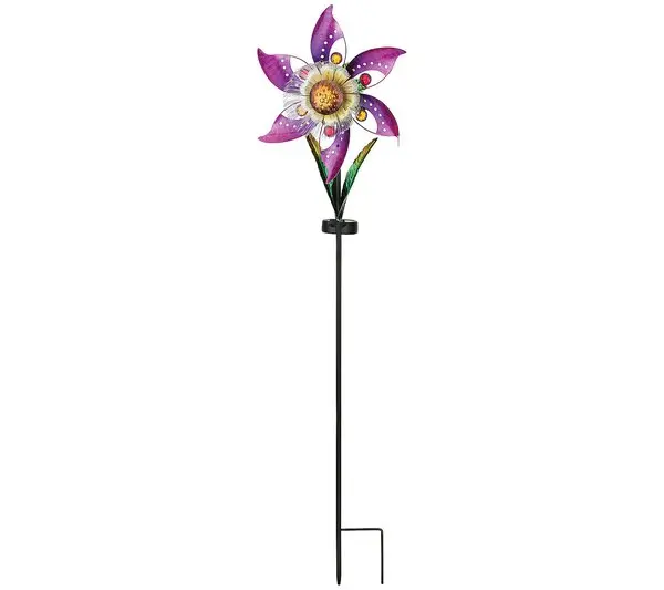 REGAL ART & GIFT Blossom Solar Spinner Stake Pink - One-color