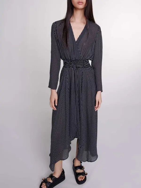 Maje Vestido Midi De Lunares