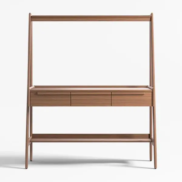 Crate & Barrel Tate 50" Walnut Wood Standing Desk With Drawers