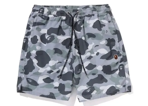 BAPE City Camo Ape Head Beach Shorts - Gray