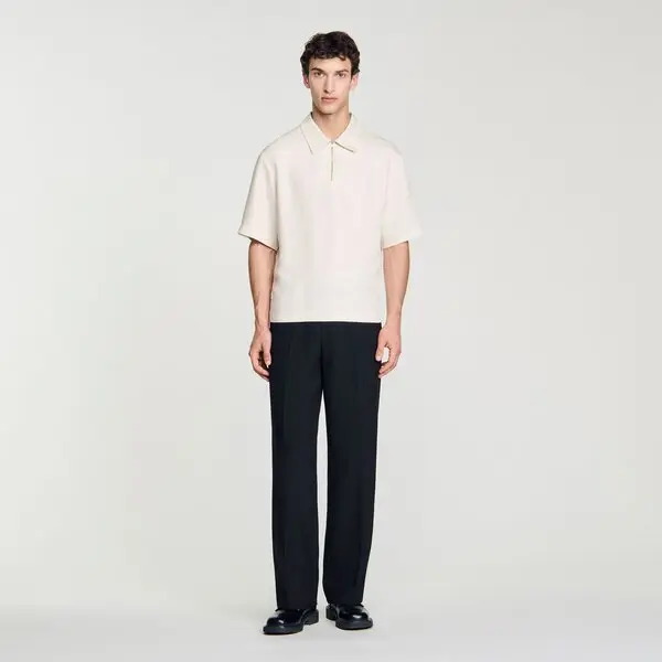 Sandro Loose-fit Shirt With Zipped Collar