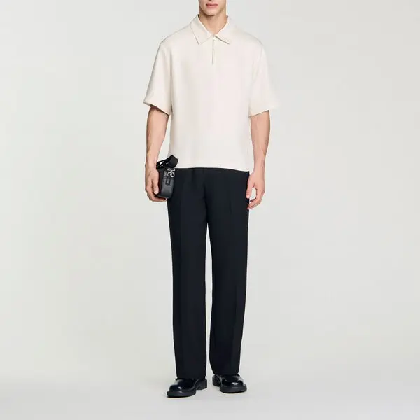 Sandro Loose-fit Shirt With Zipped Collar - Ecru