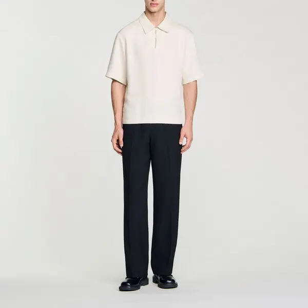 Sandro Loose-fit Shirt With Zipped Collar - Ecru