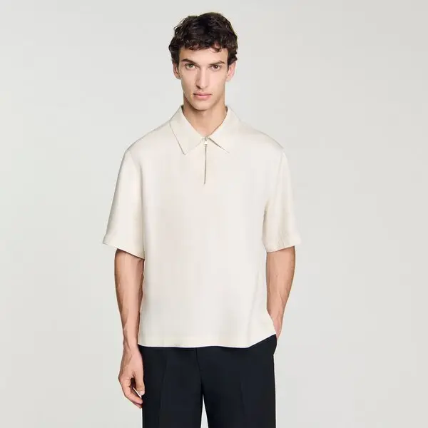 Sandro Loose-fit Shirt With Zipped Collar