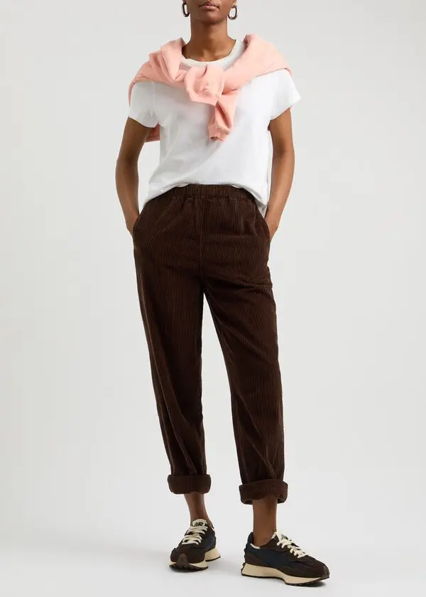 American Vintage Padow Cropped Corduroy Trousers - Brown