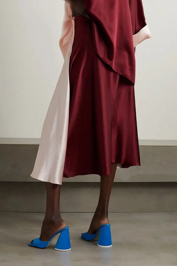 Halpern Twotone Silksatin Midi Skirt