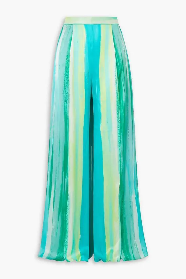 Halpern Striped Satin Wide-leg Pants