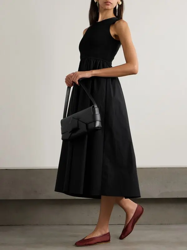 theory black dress Black Good Linen Ballerina Neckline Mini Dress