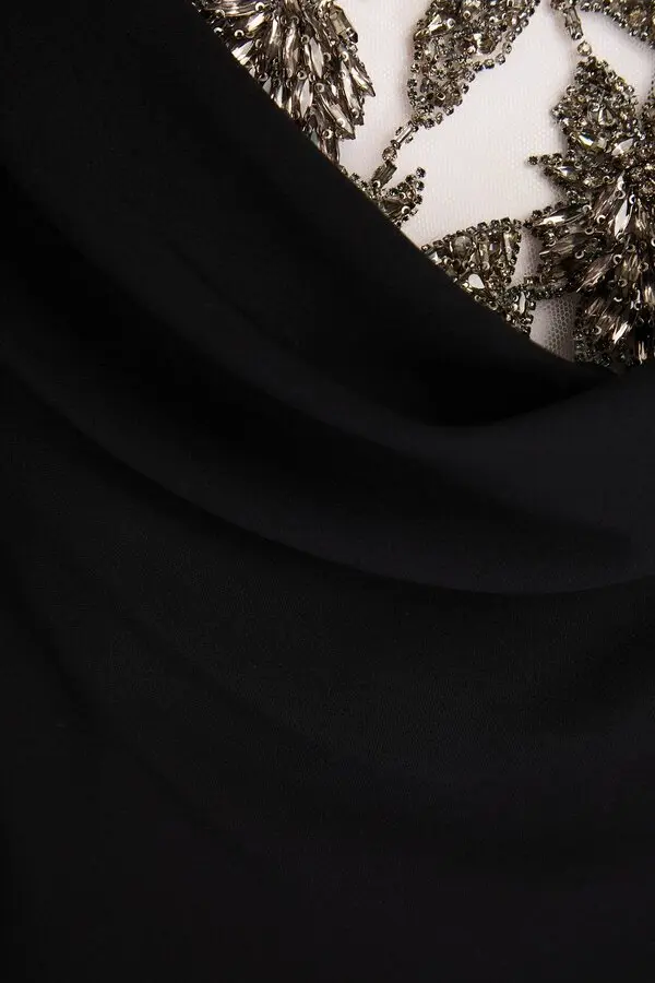 Oscar De La Renta Embellished Tulle-trimmed Top
