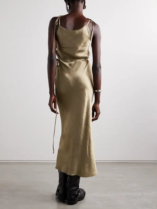 Acne Studios Hammered-satin Wrap Midi Dress