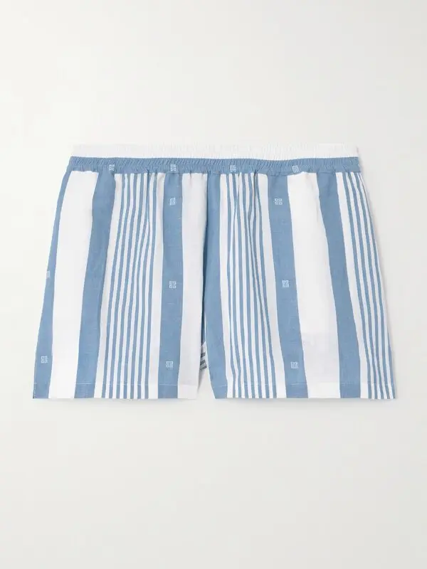 Givenchy Striped Cotton And Linen-blend Shorts