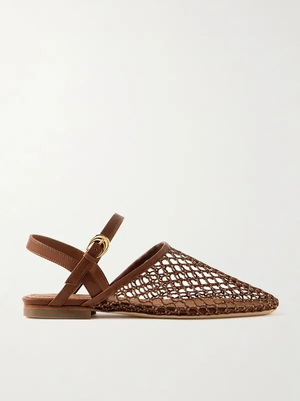 Staud Rete Crocheted And Leather Sandals - Brown