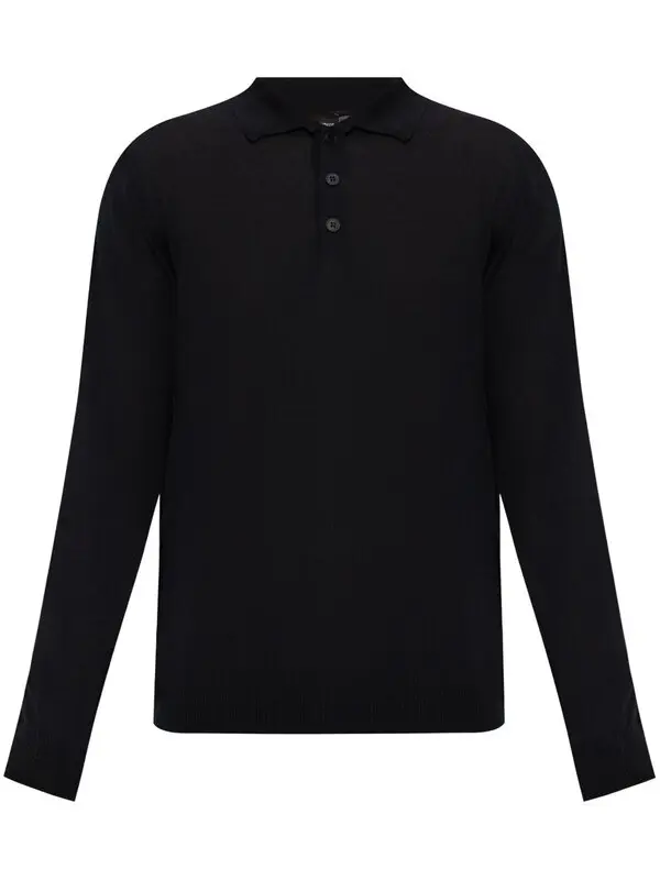 Emporio Armani Long Sleeve Polo Shirt - Blue
