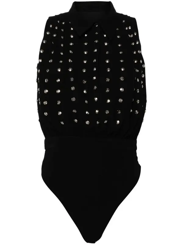 SAIID KOBEISY Beaded Sleeveless Bodysuit