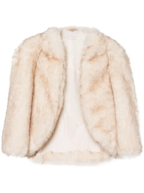 SAIID KOBEISY Cropped Faux Fur Jacket - Neutrals
