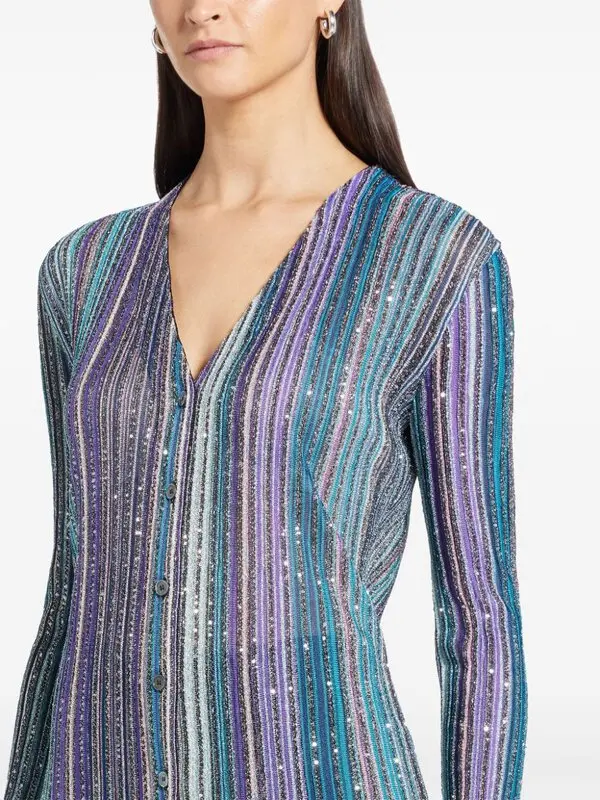 Missoni Sequinned Pleated Cardigan - Blue