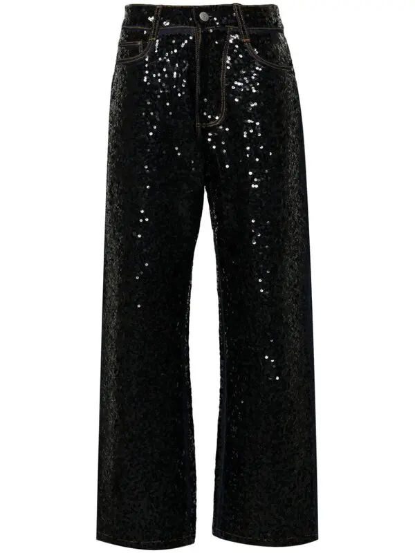 P.a.r.o.s.h Guff Sequin-embellished Straight Jeans - Black