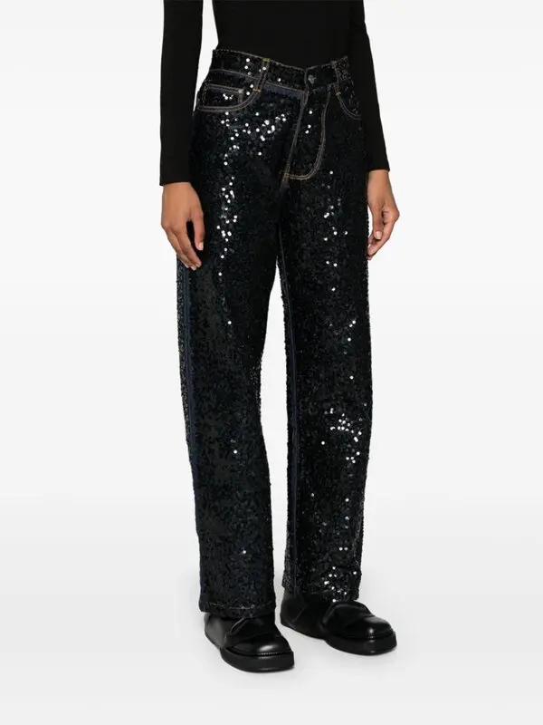 P.a.r.o.s.h Guff Sequin-embellished Straight Jeans - Black