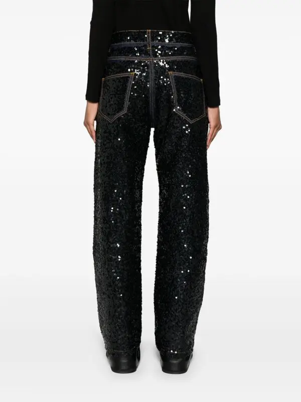 P.a.r.o.s.h Guff Sequin-embellished Straight Jeans - Black