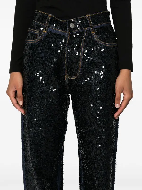 P.a.r.o.s.h Guff Sequin-embellished Straight Jeans - Black