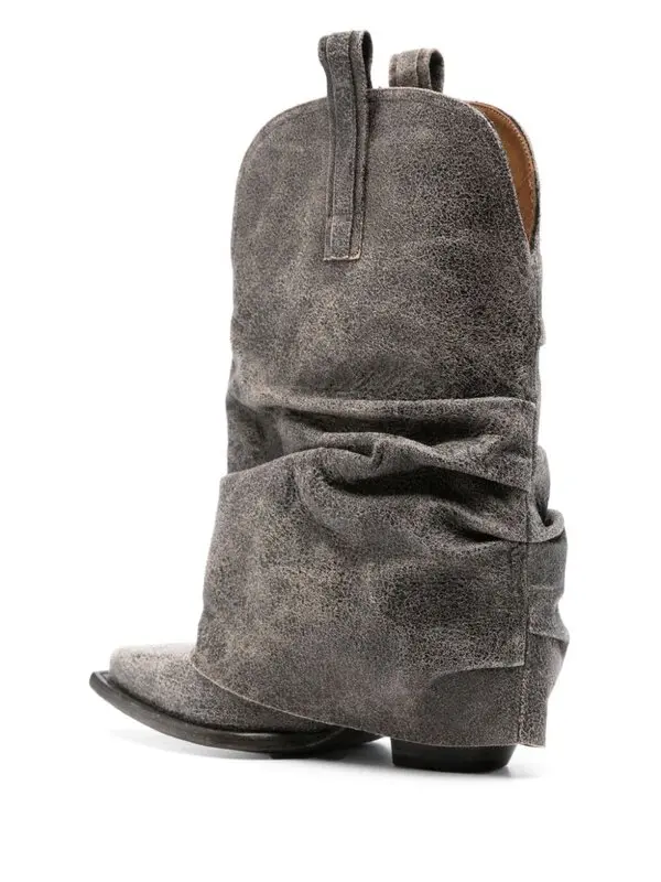 R13 Cracked-effect Leather Boots - Black
