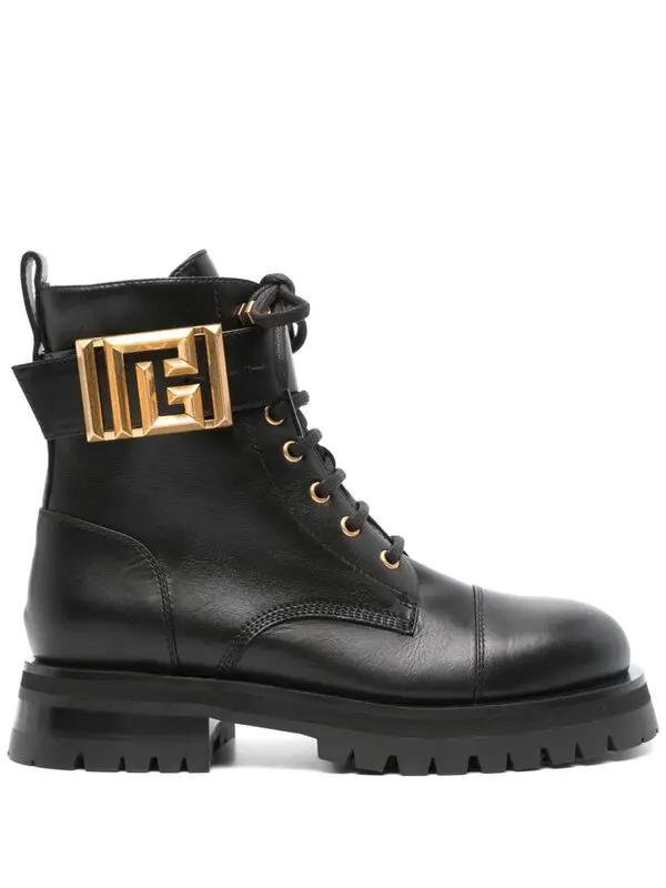 Balmain Buckled Ankle Leather Boots