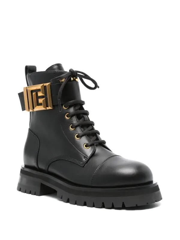 Balmain Buckled Ankle Leather Boots