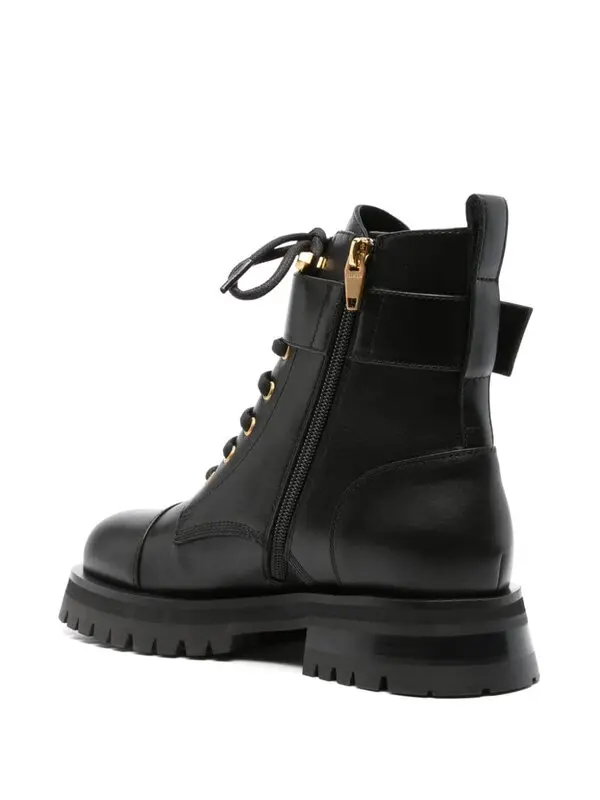 Balmain Buckled Ankle Leather Boots