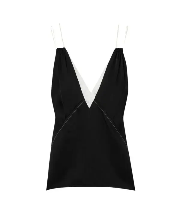 Victoria Beckham Paneled Lace-trimmed Satin Camisole