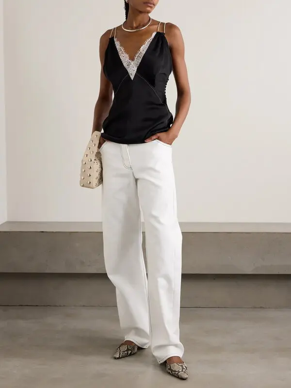 Victoria Beckham Paneled Lace-trimmed Satin Camisole