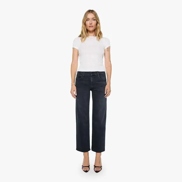 MOTHER The Mid Rise Zip Rambler Ankle Jeans - Black