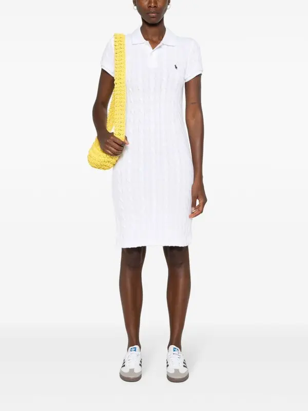 Ralph Lauren Cable-Knit Cotton Polo Dress In White - 56% Off | Editorialist