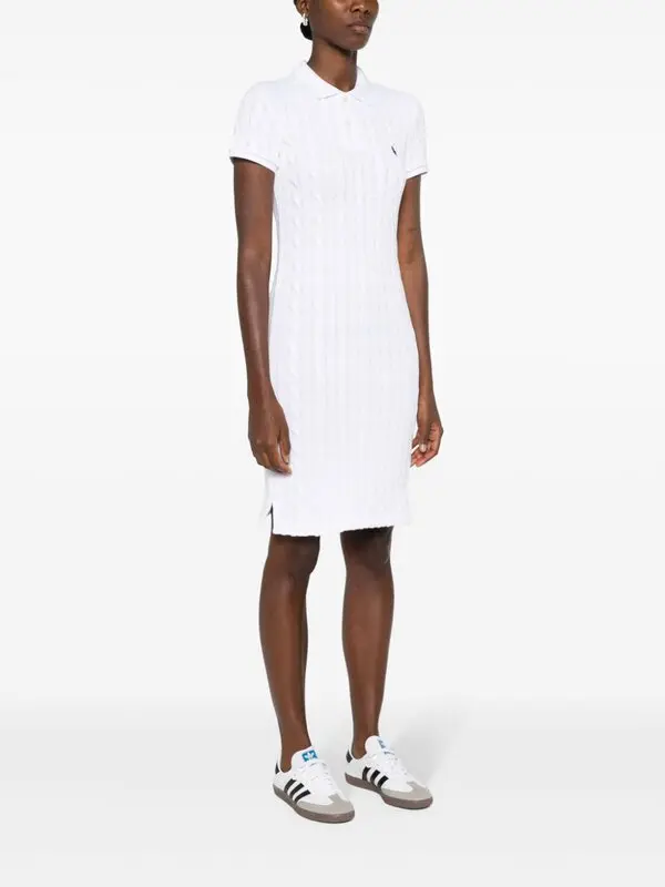 Ralph Lauren Cable-Knit Cotton Polo Dress In White - 56% Off | Editorialist