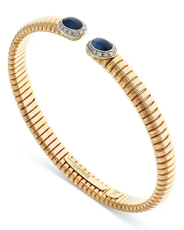 ALBERTO MILANI 18k Yellow Gold, Sapphire And Diamond Tubogas Bracelet - Blue/gold