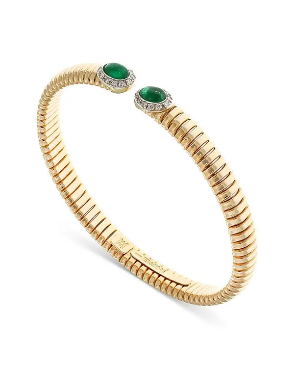ALBERTO MILANI 18k Yellow Gold Tubogas Emerald And Diamond Bracelet - Green/gold