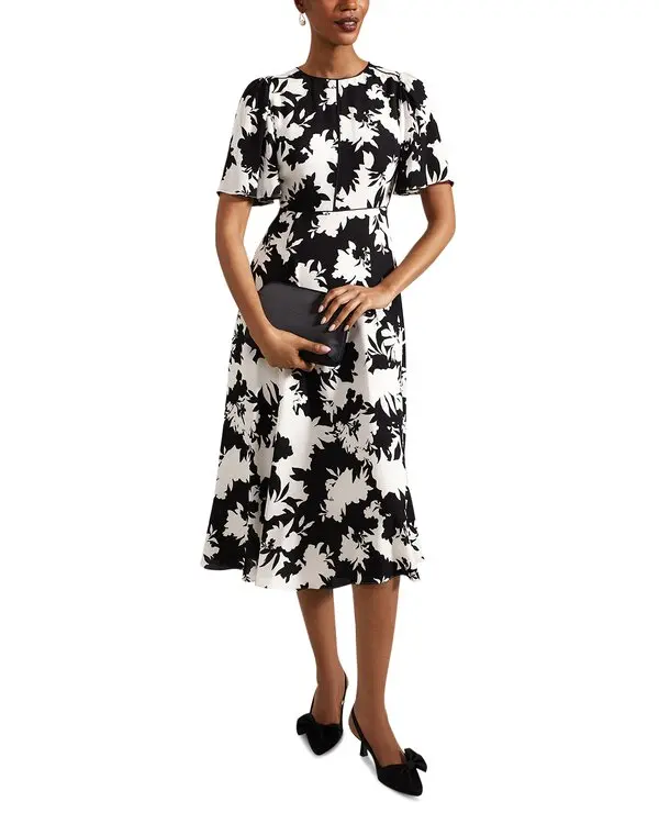 Hobbs London Alva Fit & Flare Dress In Ivory Black - 40% Off | Editorialist