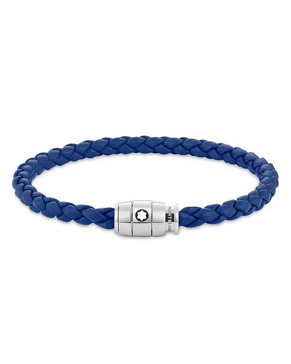 Montblanc Stainless Steel And Leather Bracelet - Black