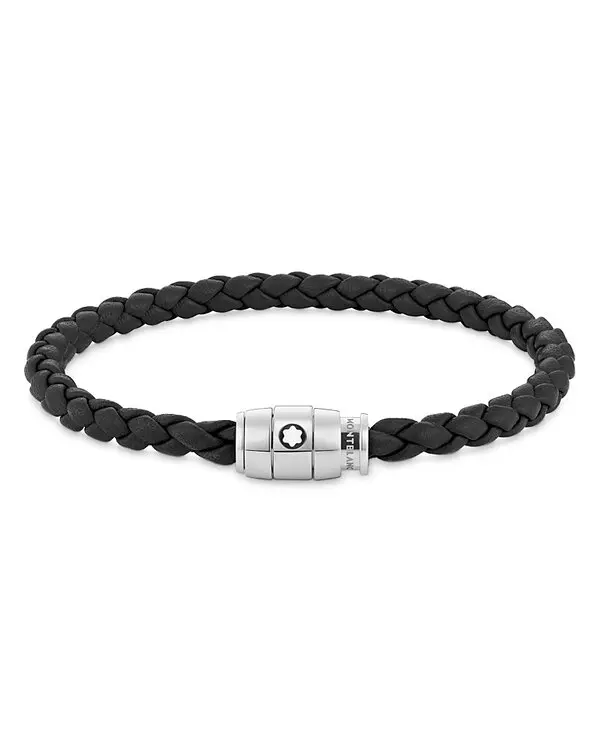 Montblanc Stainless Steel And Leather Bracelet - Blue