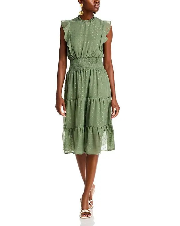 Koko + Mason Clip Dot Smocked Waist Midi Dress In Sage - 75% Off |  Editorialist