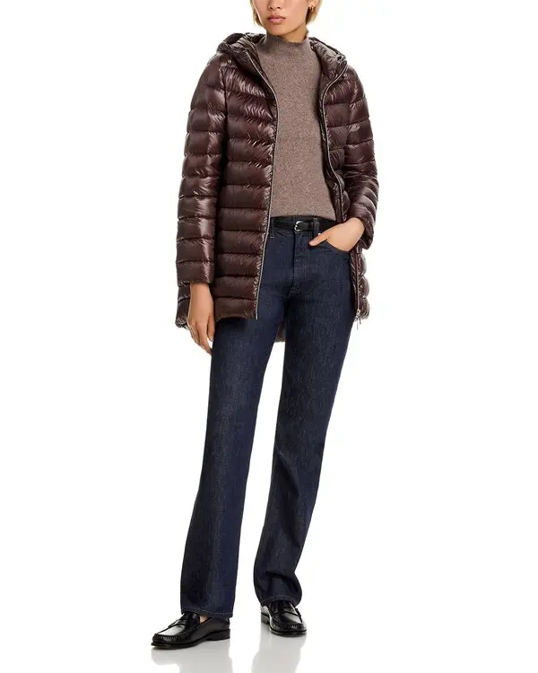 Herno Quilted Hooded A-line Coat - Chocolate